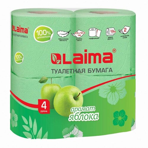Бумага туалетная Laima аромат яблока 2 слоя 4шт х2шт