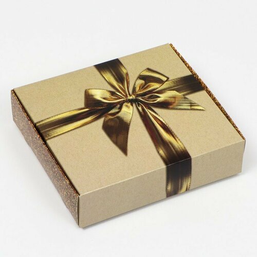Коробка подарочная "Бант", золотая 20 х 18 х 5 см (комплект из 20 шт)