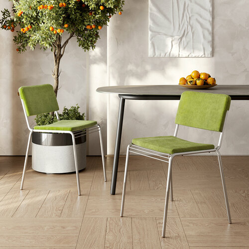 ArtCraft / Комплект дизайнерских стульев Cast 2 шт. с непромокаемыми зелеными подушками, мягкие стулья для кухни, кафе, стул лофт для фотостудии