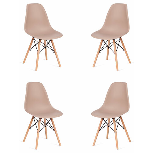 Комплект стульев для кухни TetChair CINDY (EAMES) (mod. 001), 4 шт., бежевый/натуральный