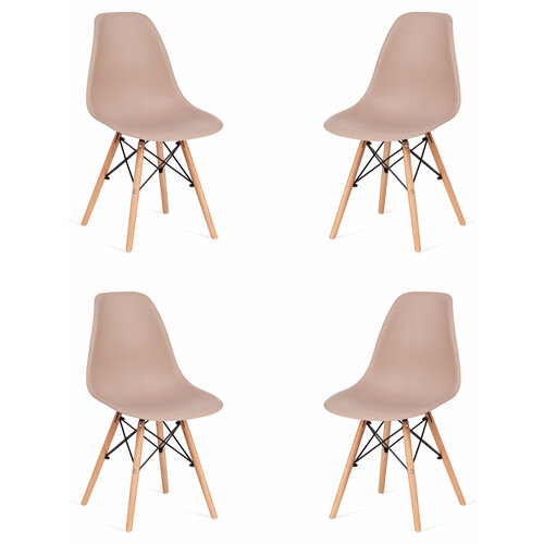 Комплект стульев для кухни TetChair CINDY (EAMES) (mod. 001), 4 шт., бежевый/натуральный