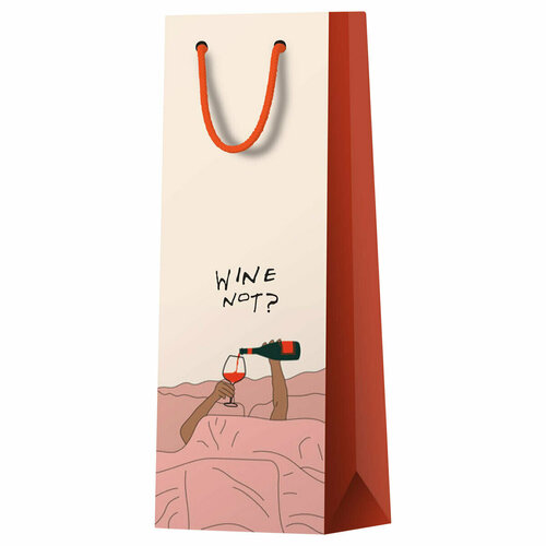 Пакет подарочный 12*36*8.5см MESHU "Wine not", глянцевая ламинация, под бутылку