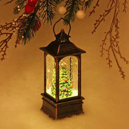 Сувенир с подсветкой Christmas "Фонарь - Нарядная ёлочка" 12,8х5,4 см