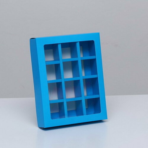 Коробка для конфет, 12 шт, голубой, 19 x 15 x 3.5 см