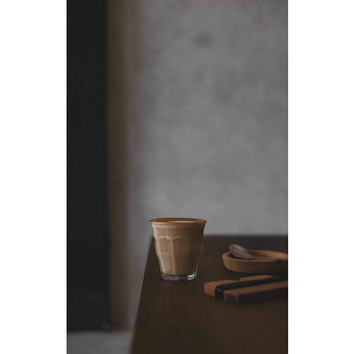 Картина на холсте 60x110 LinxOne "Чашка, кофе, стол, напиток" интерьерная для дома / на стену / на кухню / с подрамником