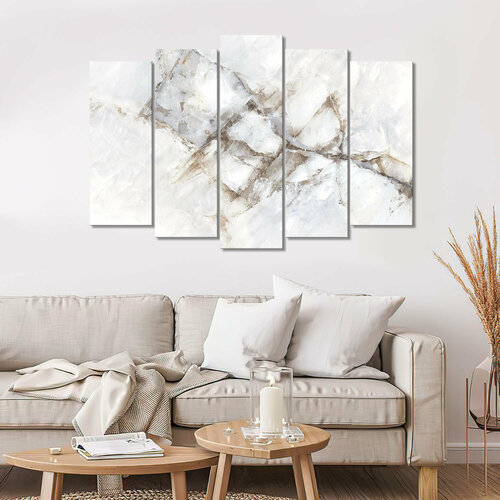 Модульная картина/Модульная картина на холсте/Модульная картина в подарок/белый мрамор калакатта-calacatta white marble 125х85
