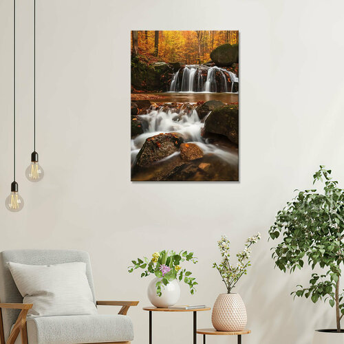Интерьерная картина на холсте - осень водопад 20х30