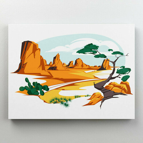 Интерьерная картина на холсте "Пейзаж пустынного каньона" размер 30x22 см