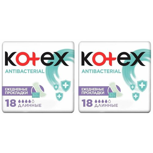Kotex Прокладки ежедневные Антибактериальные Длинные, 18 шт, 2 уп