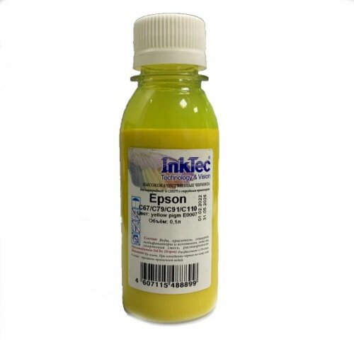 Чернила InkTec E0007 для Epson C67/C79/C91/C110, Пигментные, Y, 0,1 л, желтый
