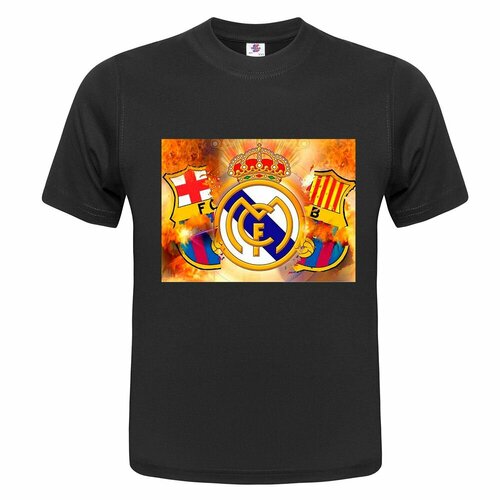 Футболка  Детская футболка ONEQ 152 (12-13) размер с принтом Реал Мадрид, черная, размер 12-13, черный