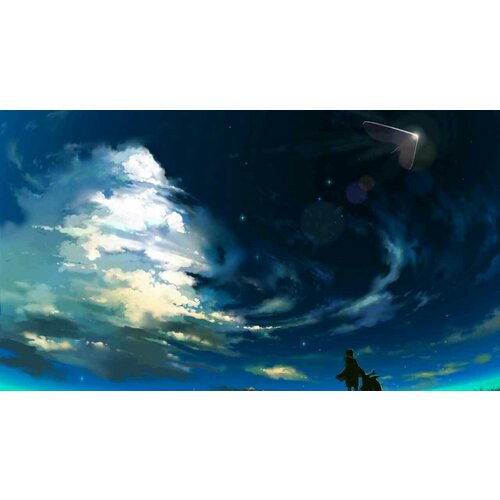 Картина на холсте 60x110 LinxOne "Девушка, облака, небо" интерьерная для дома / на стену / на кухню / с подрамником