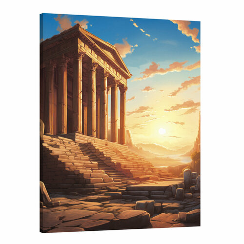 Интерьерная картина 50х70 "Греческий рассвет: начало нового дня"