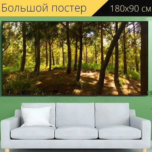 Большой постер "Лес, дерево, пейзаж" 180 x 90 см. для интерьера