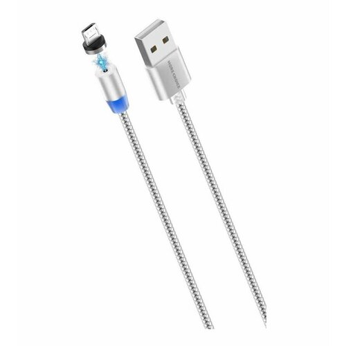 Дата-кабель More choice Smart USB 3.0A для micro USB Magnetic K61Sm нейлон 1м (Dark Grey)