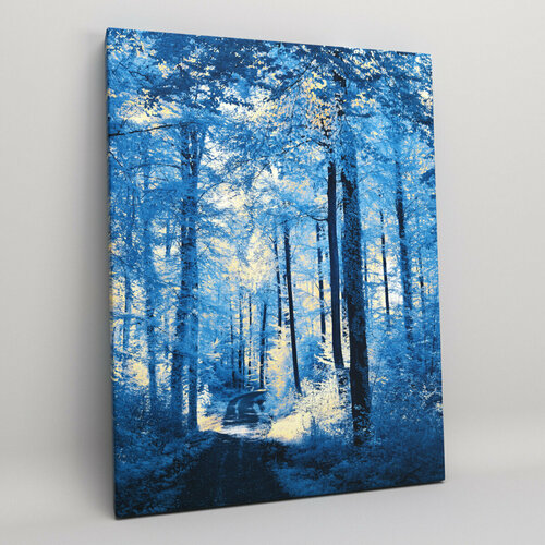 Картина на холсте (интерьерный постер) "Зимний пейзаж", с деревянным подрамником, размер 45x60 см