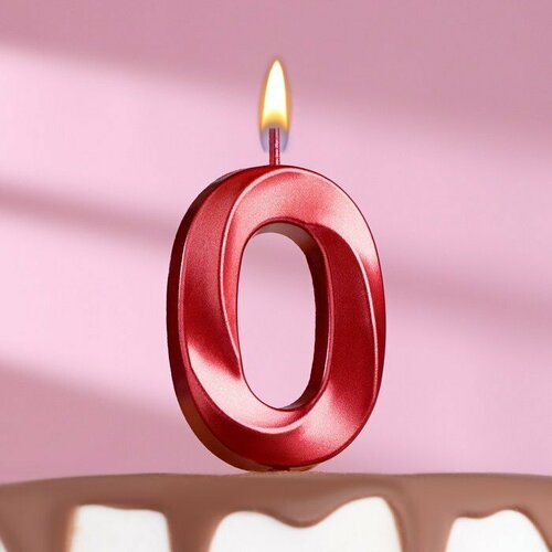 Свеча в торт на шпажке «‎Грань», цифра "0", 5 см, красная (комплект из 35 шт)