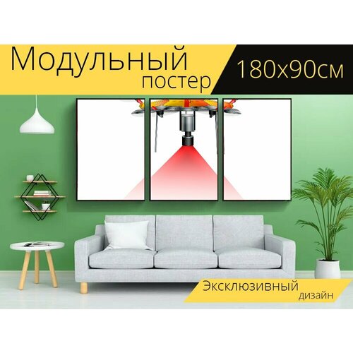 Модульный постер "Дрон, летающий, робот" 180 x 90 см. для интерьера