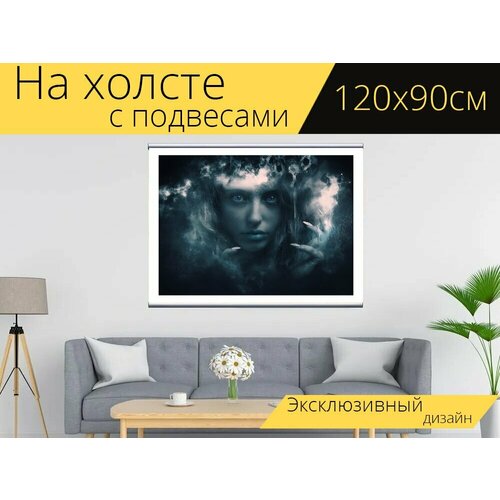Картина на холсте "Фантазия, портрет, фэнтезийный портрет" с подвесами 120х90 см. для интерьера