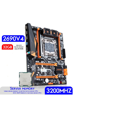 Комплект материнской платы X99: Huananzhi BD4+Xeon E5-2690v.4+DDR4 32Гб 4x8GB 3200mgz