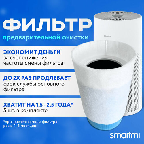 Фильтр для очистителя воздуха Smartmi предварительной очистки. 5 шт. в комплекте. (Префильтр)