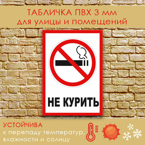 Табличка - "Курение запрещено НЕ курить", размер 21x30 см. (А4), жесткий пластик ПВХ 3мм УФ печать(не выгорает), Дешево, собственное производствоне пленка