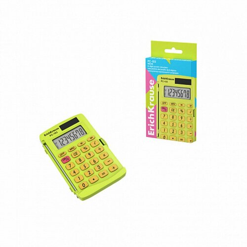 Калькулятор карманный 8-разрядов PC-103 Neon, желтый (в коробке по 1 шт.)