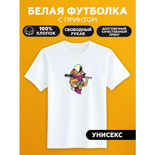 Футболка заяц багз банни лола с битой, размер 6XL, белый