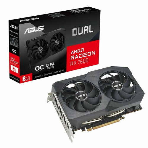 ASUS Видеокарта ASUS DUAL-RX7600-O8G-V2 /RX7600, HDMI, DP*3,8G, D6 DUAL-RX7600-O8G-V2