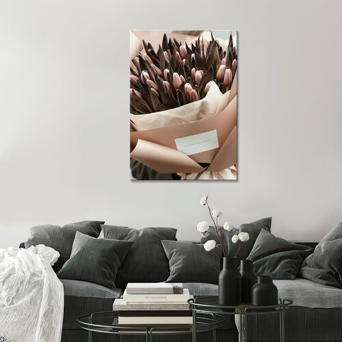 Интерьерная картина на холсте - Красивый нежный букет тюльпанов 60х80