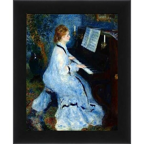 Плакат, постер на бумаге Young Woman at the Piano. Пьер Огюст Ренуар. Размер 30 х 42 см