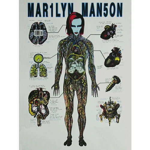 Плакат, постер на холсте Marilyn Manson/Мэрилин Мэнсон/музыкальные/поп исполнитель/артист/поп-звезда/группа. Размер 30 на 42 см