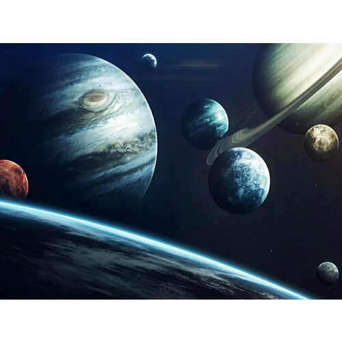 Плакат, постер на бумаге Solar System/Солнечная Система/искусство/арт/абстракция/творчество. Размер 42 х 60 см