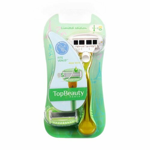 Toptech Бритва женская TopBeauty Paris желтая + сменные кассеты, 2 шт (совместимы с Venus)