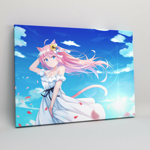 Картина на холсте (интерьерный постер) "Грациозная девушка" аниме, с деревянным подрамником, размер 40x30 см