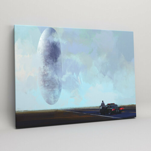 Картина на холсте (интерьерный постер) "Фильм Прибытие - космический корабль" фильмы и кино, с деревянным подрамником, размер 40х30 см