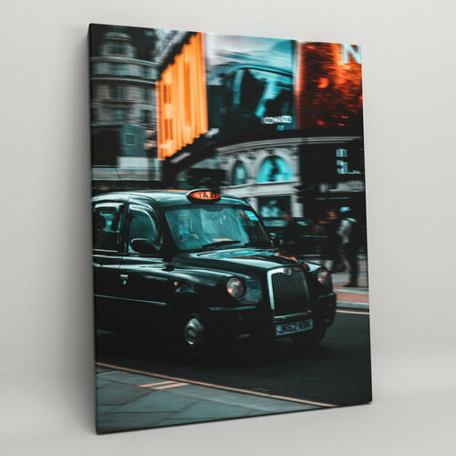 Картина на холсте (интерьерный постер) "Английское такси", с деревянным подрамником, размер 45x60 см