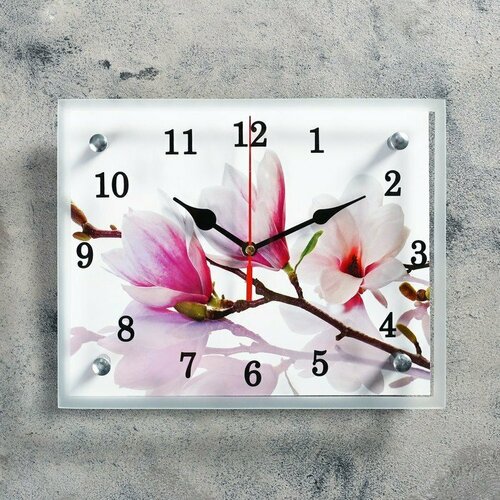Часы настенные, серия: Цветы, "Бело-сиреневые цветы", 20х25 см (комплект из 3 шт)