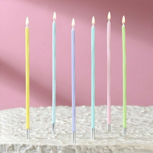 Набор свечей в торт, 7 штук, 11,5 см, разноцветные (комплект из 22 шт)