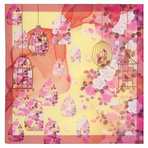 Платок Павловопосадская платочная мануфактура,70х70 см, фуксия, розовый