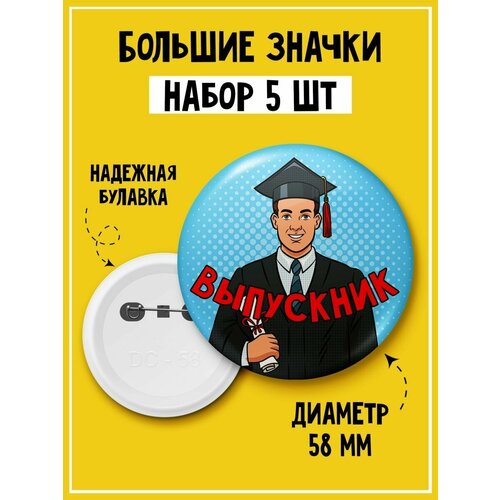 Значок на одежду выпускнику школы набор 5 шт