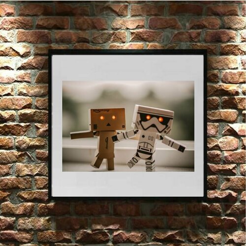 Постер "Маленькие роботы из коробок" от Cool Eshe из коллекции "Креатив", плакат на стену А4 (29,7 х 21 см) для интерьера