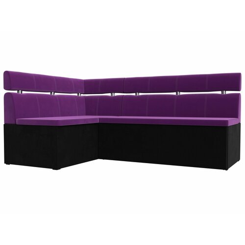Кухонный угловой диван Классик левый угол, Микровельвет фиолетовый и черный
