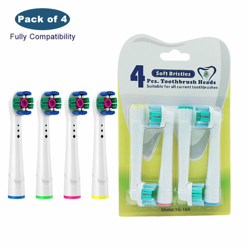 Насадки для электрической зубной щетки совместимые с Oral-B модель YE-18A 3D White 4 шт.