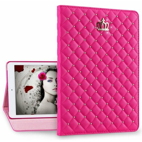 Стёганая кожа в ромбик с узором чехол-обложка MyPads для Apple iPad Pro 12.9 2022 M2 (MNXQ3 /P3) женский для девочки цвет розовый кожаный