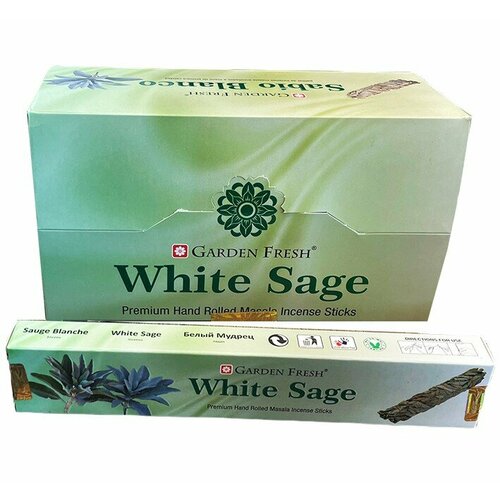 Белый Шалфей ароматические палочки благовония Белый Шалфей White sage Garden Fresh 15 г