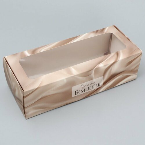 Коробка для кондитерских изделий с окном «Шёлк», 26 х 10 х 8 см