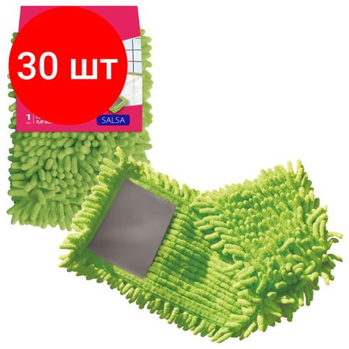 Комплект 30 шт, Насадка МОП плоская для швабры/держателя 40 см, карманы (ТИП К), ворсистая микрофибра, ворс 2 см, YORK "Salsa", 81310