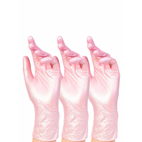 Adele, набор нитриловых перчаток для маникюриста S (розовый перламутр), 3 уп. по 50 пар