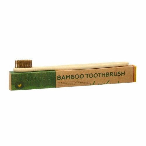 Зубная щетка бамбуковая жесткая в коробке, коричневая (1шт.)